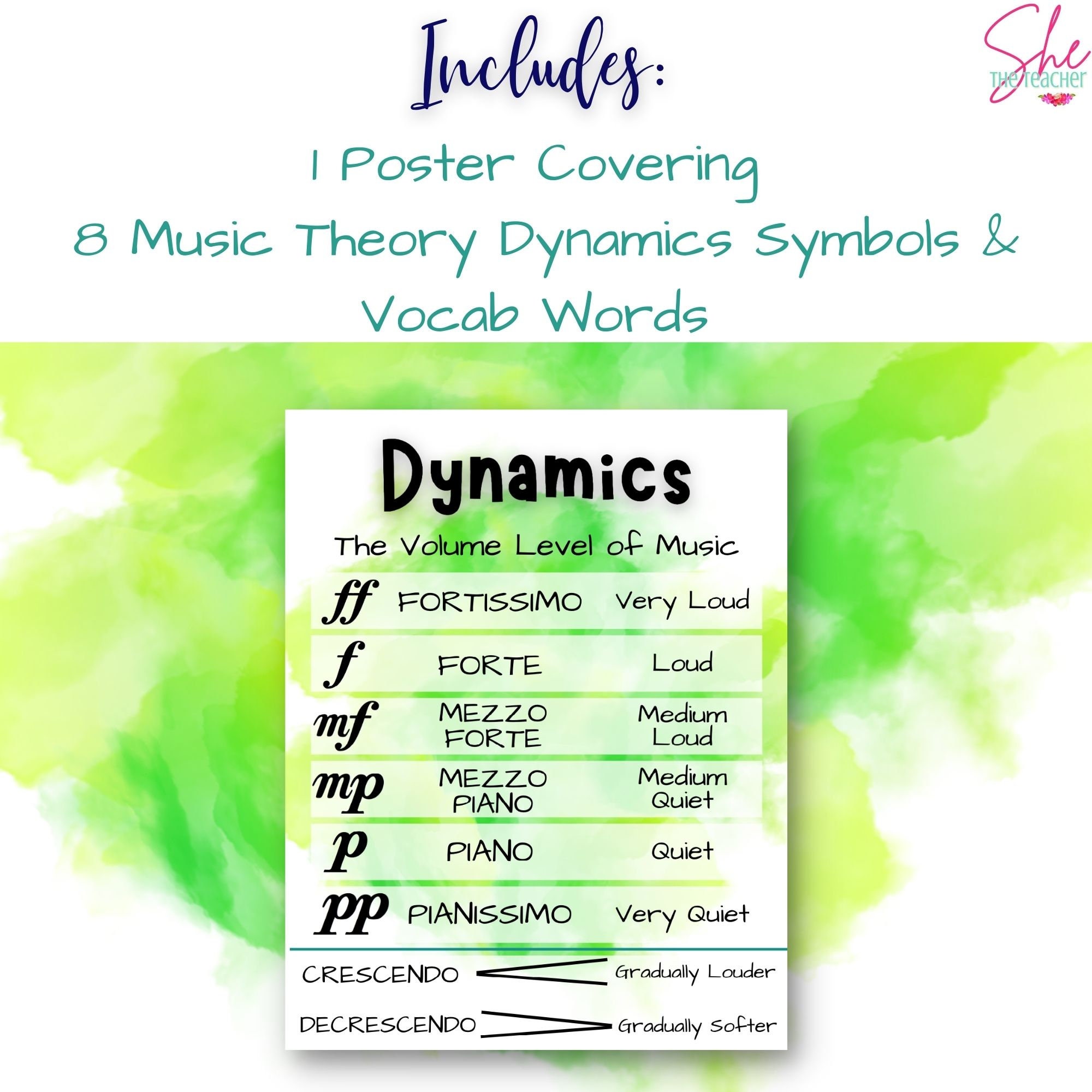 Elements of Music Posters - BUNDLE - Watercolor Theme | Music Classroom ...
