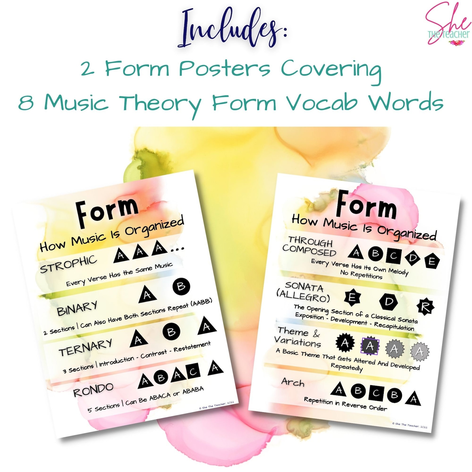 Elements of Music Posters - BUNDLE - Watercolor Theme | Music Classroom ...