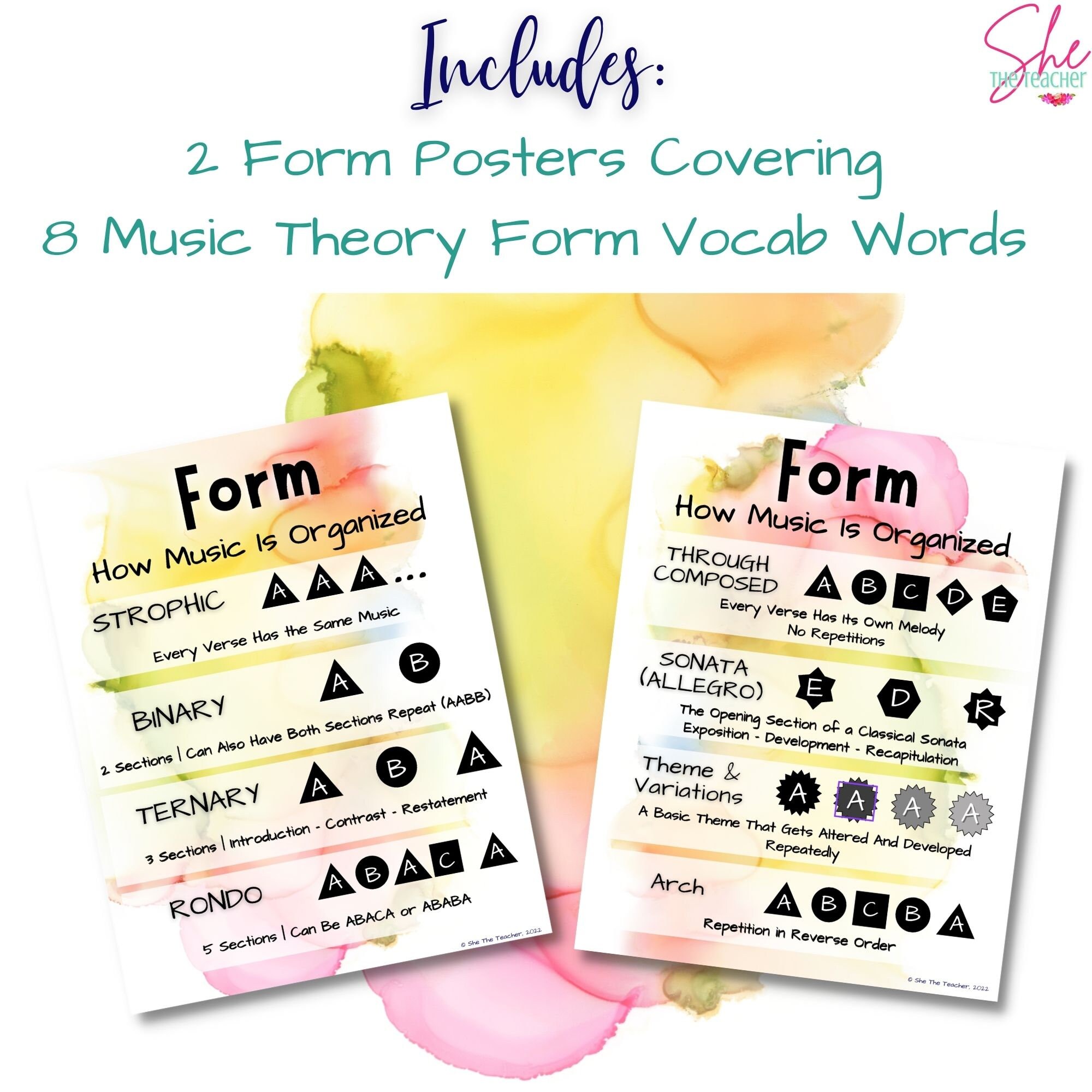 Elements of Music Posters - BUNDLE - Watercolor Theme | Music Classroom ...