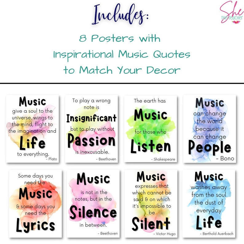 Elements of Music Posters BUNDLE Watercolor Theme Music Classroom Decor ...