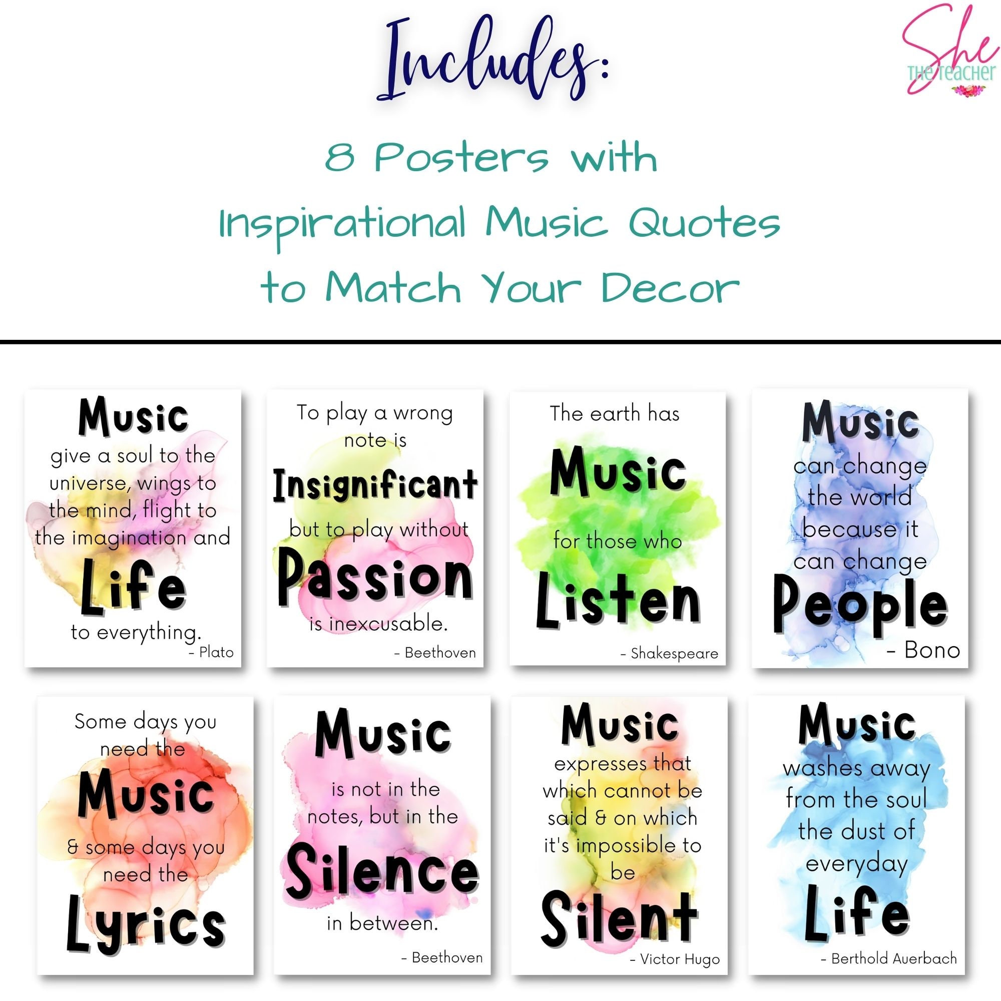 Elements of Music Posters - BUNDLE - Watercolor Theme | Music Classroom ...