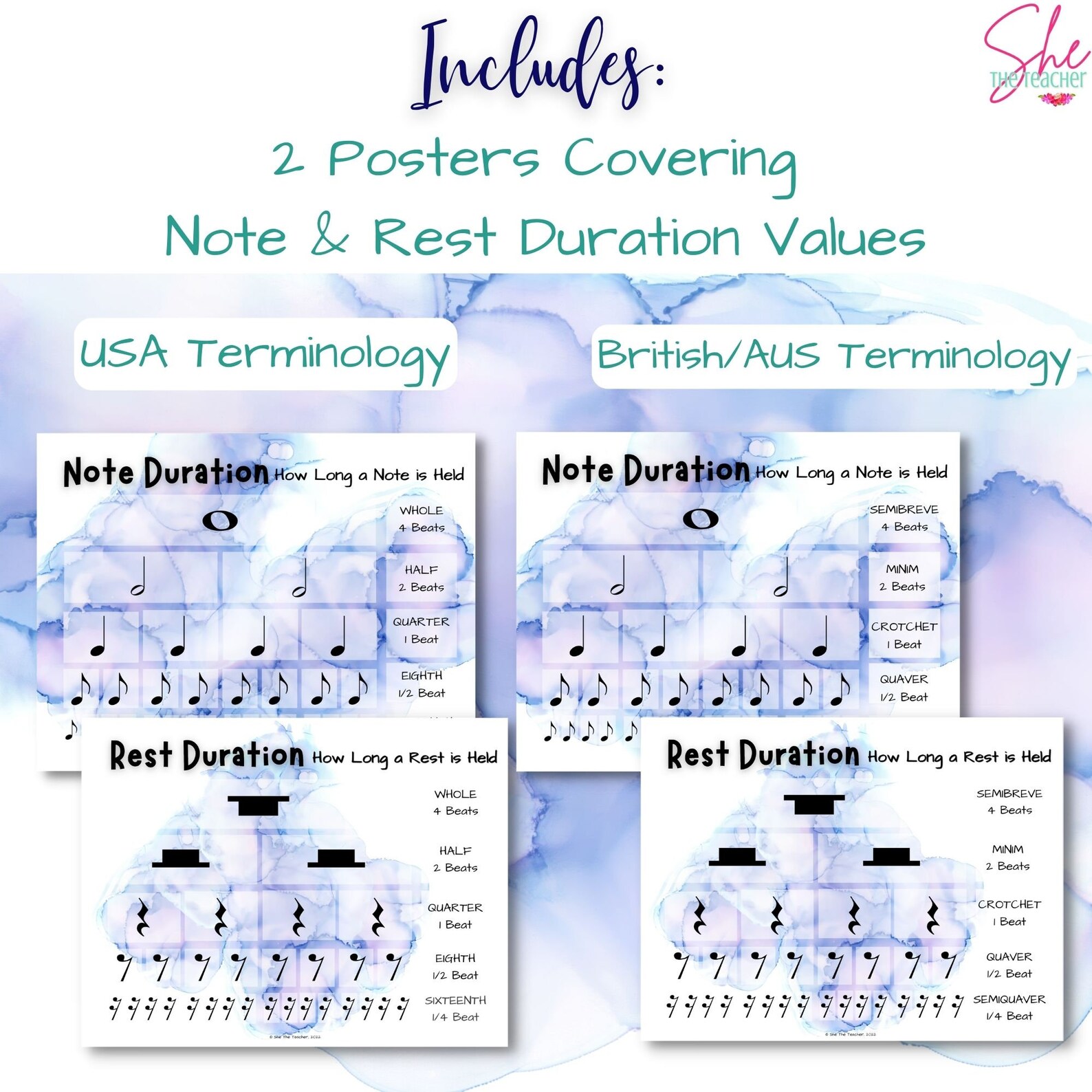 Elements of Music Posters - BUNDLE - Watercolor Theme | Music Classroom ...