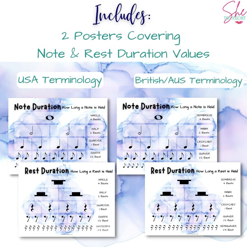 Elements of Music Posters - BUNDLE - Watercolor Theme | Music Classroom ...