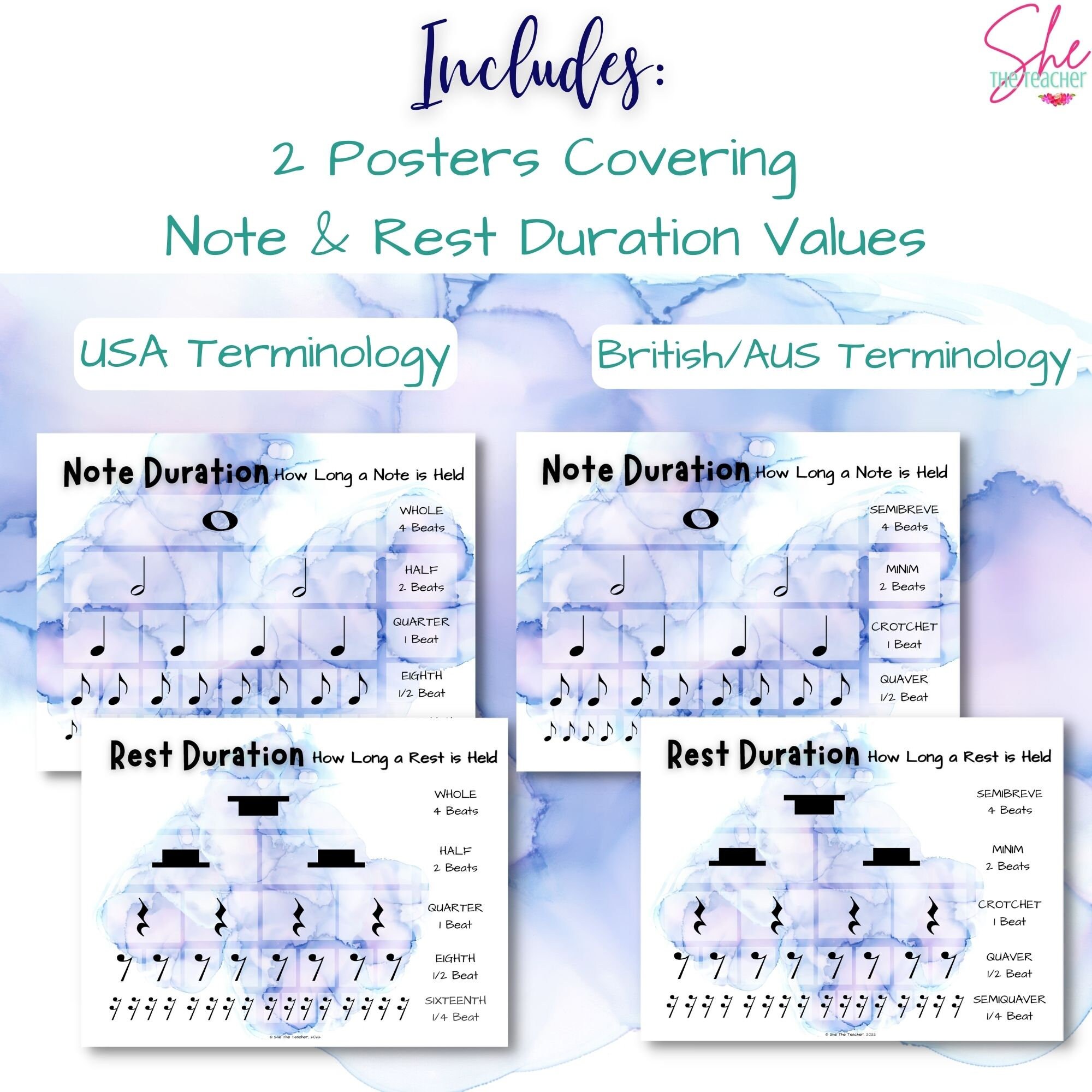 Elements of Music Posters - BUNDLE - Watercolor Theme | Music Classroom ...