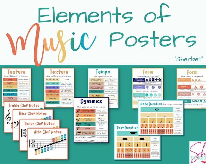 Rainbow Theme Rhythmic Value Poster Set for Music Classroom - Etsy