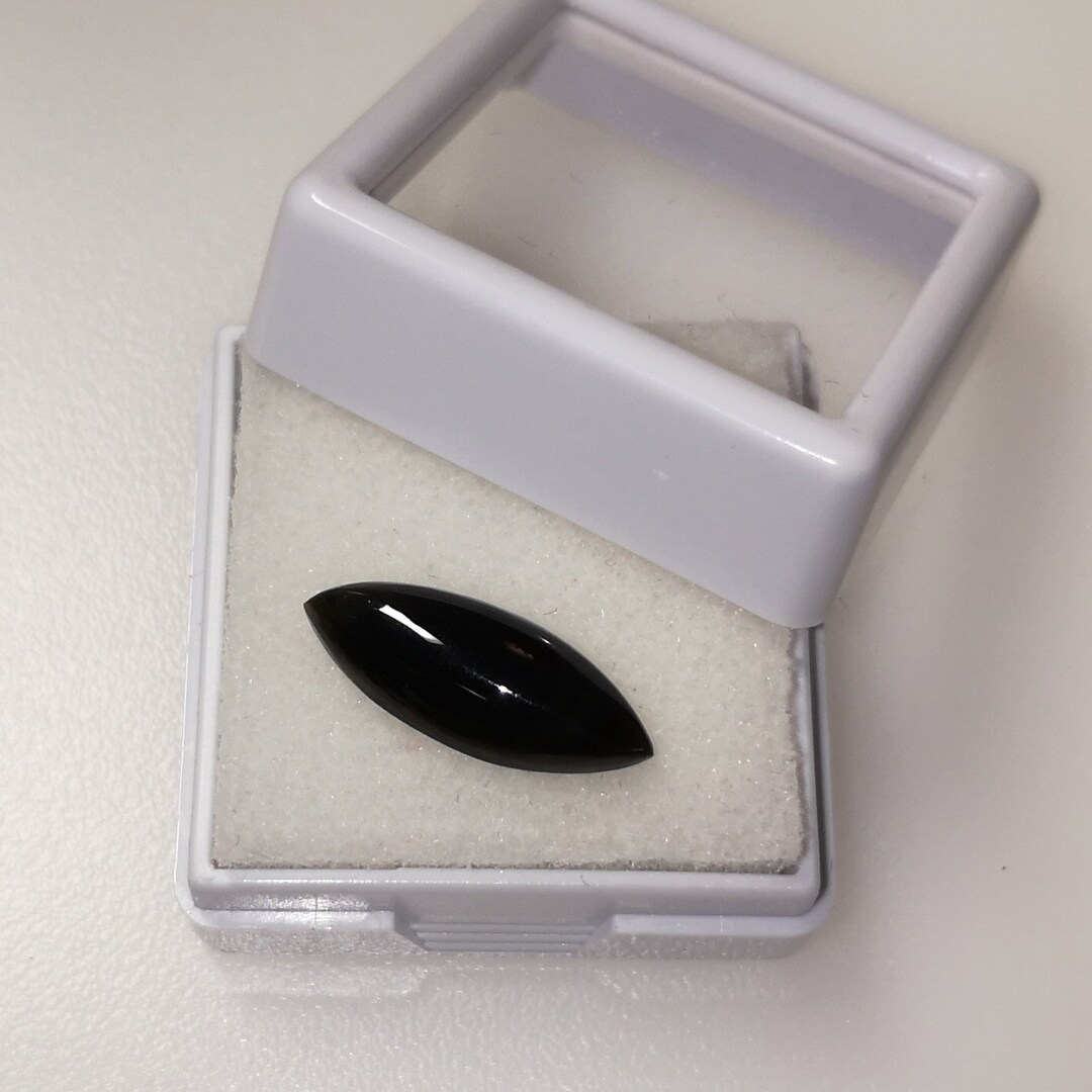 Treated Black Opal From Ethiopia Marquise Cabochon 1.66 Carat 16.5 X 6. ...