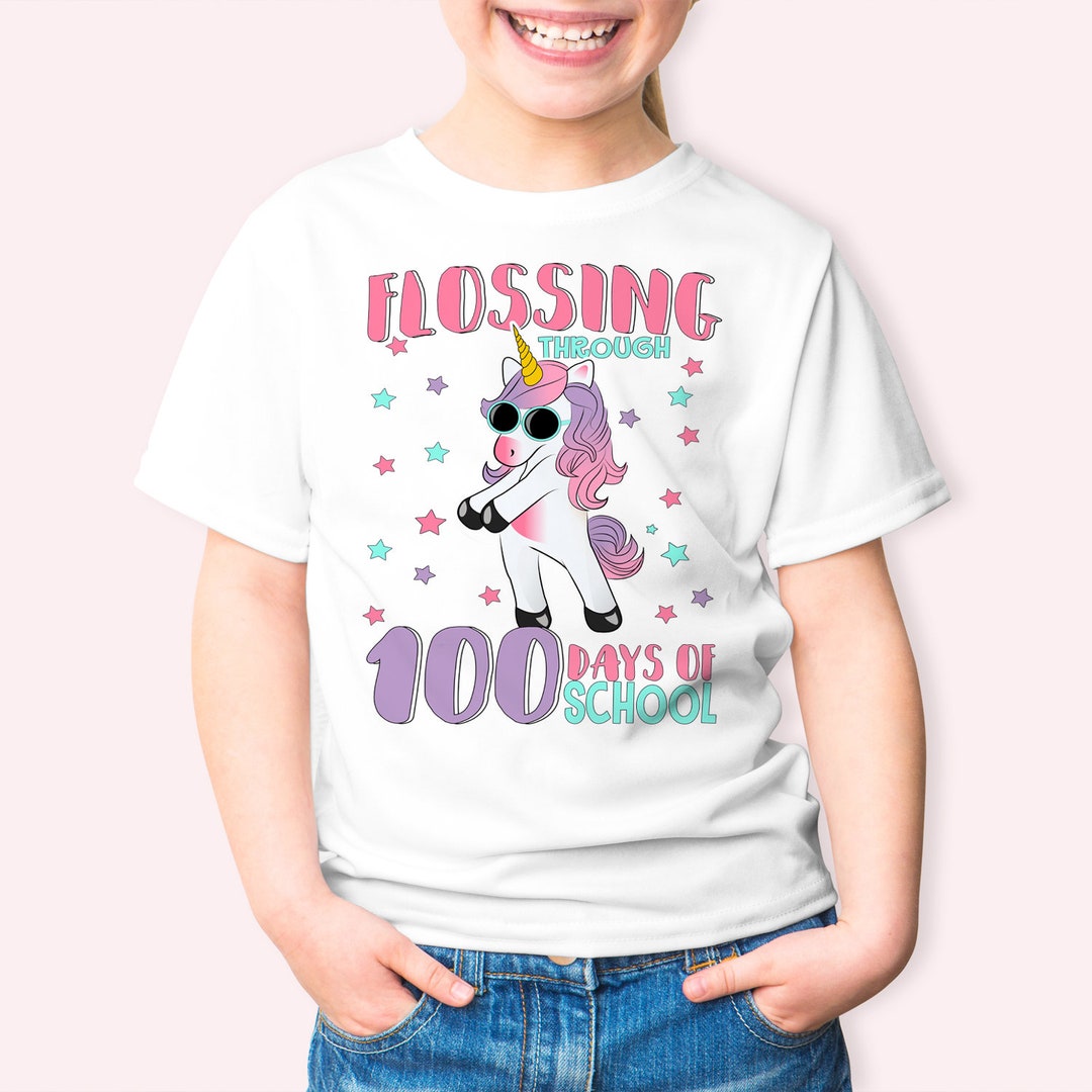 100 Days of School Unicorn Flossing Shirt - Etsy
