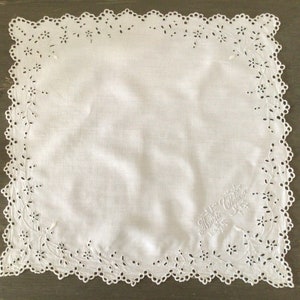 Vintage French Hand Embroidered Hand Kerchief for 'marie-therese ...