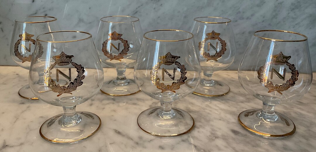 6 Vintage Monogrammed N napoleon Brandy Glasses, Gold. - Etsy
