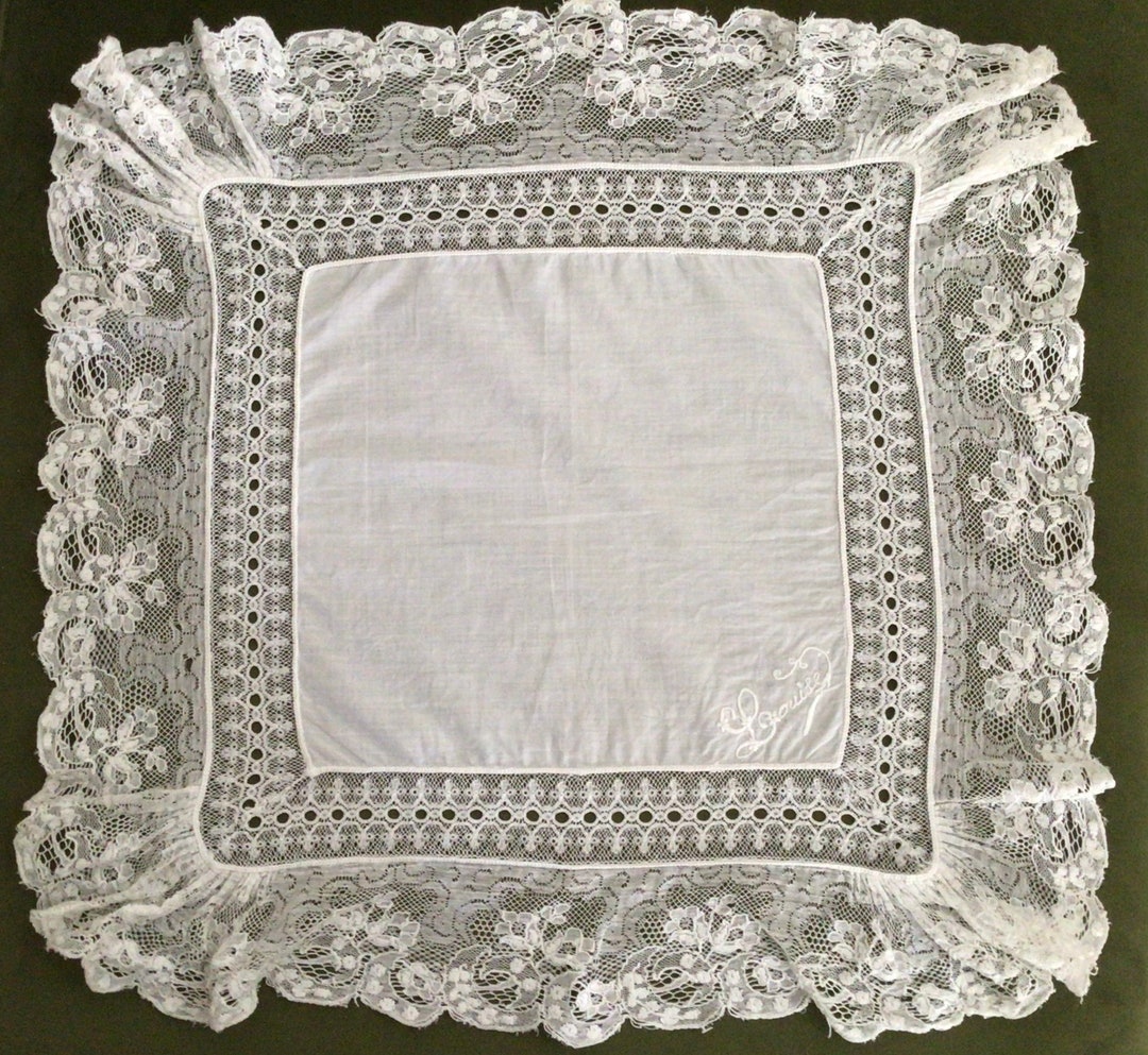 Antique Embroidered 'louise' bridal Hand Kerchief - Etsy