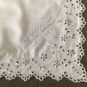 Vintage French Hand Embroidered Hand Kerchief for 'marie-therese ...
