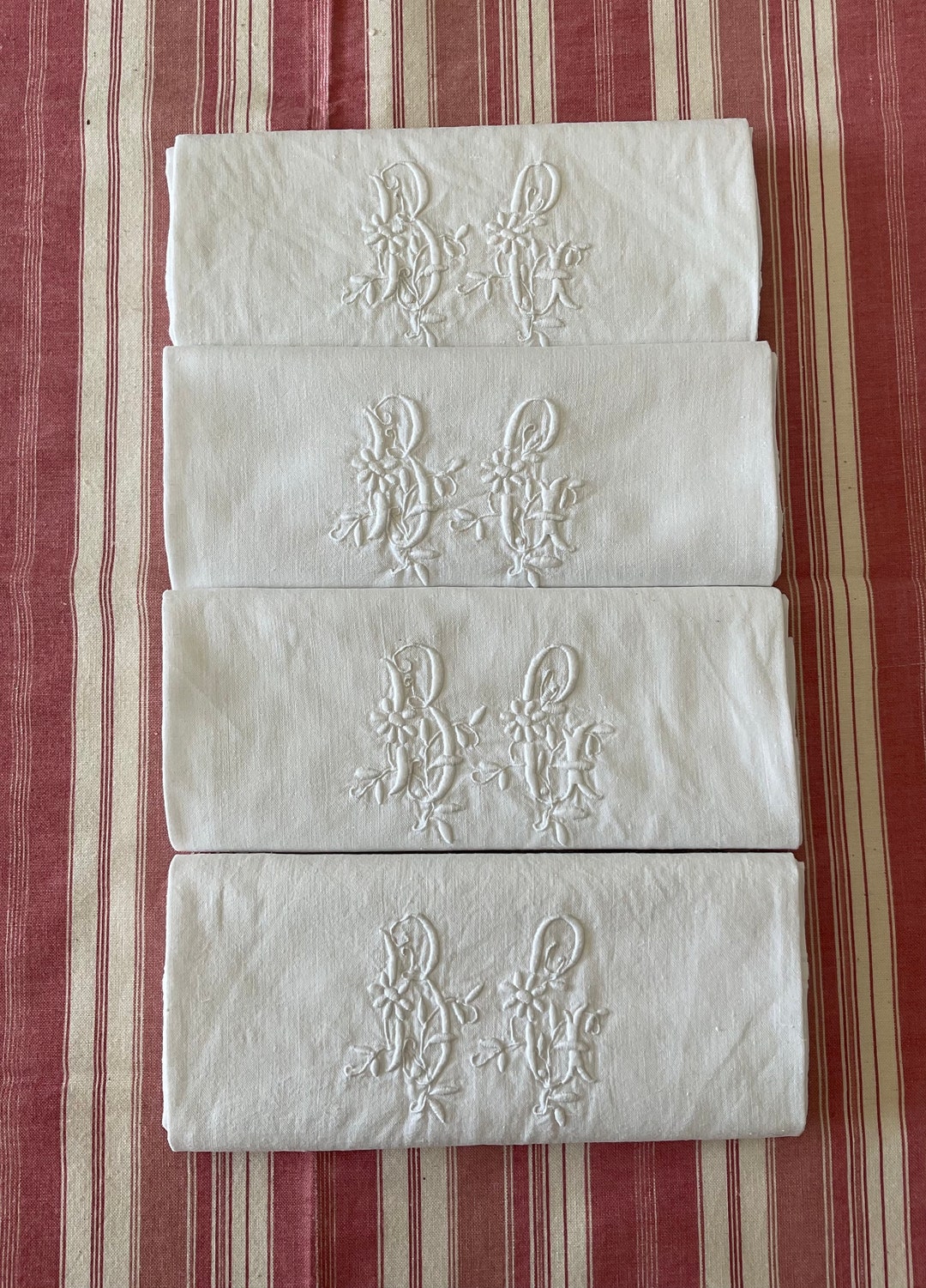 4 BG Vintage French Large Dinner Napkins, Cotton, Table Decor ...