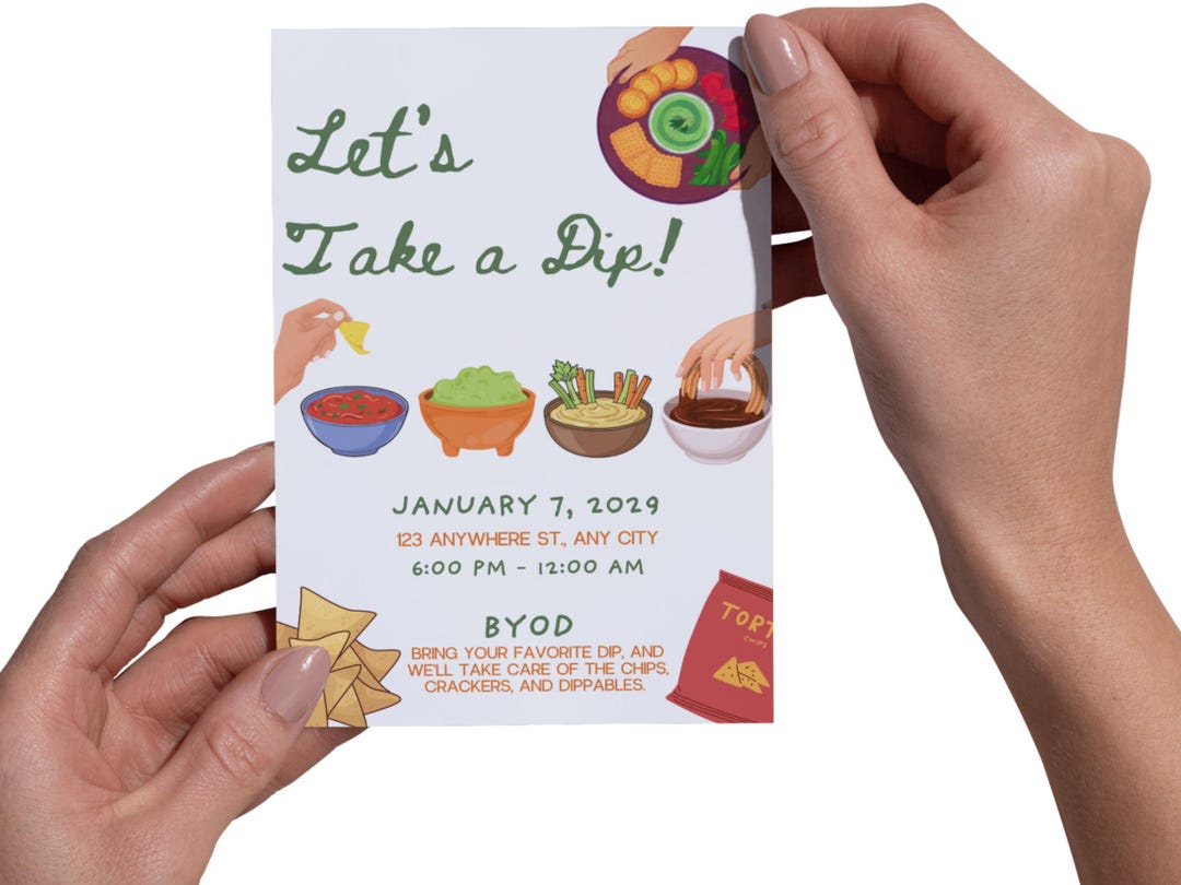 BYOD: Bring Your Own Dip Party Digital Download Editable Invite - Etsy