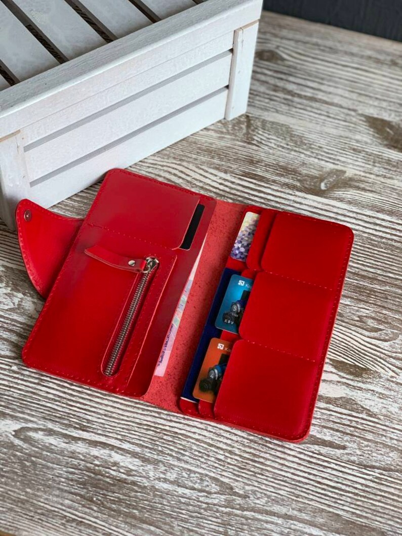 Red Long Wallet Leather Wallet Women Red Clutch Women Red - Etsy