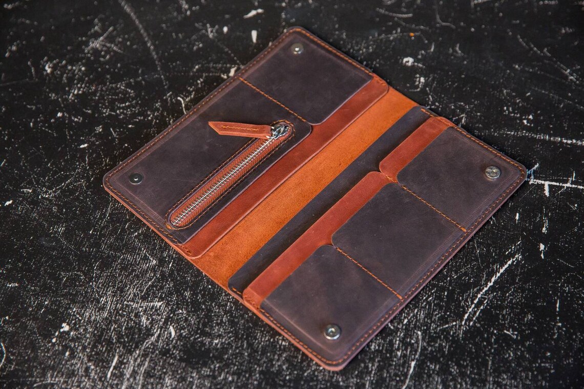 Long Leather Wallet Brown Wallet Leather Clutch Women - Etsy Canada