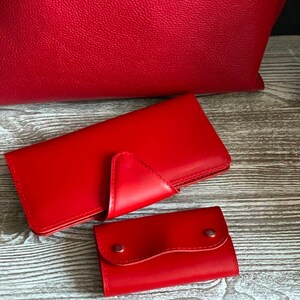 Red Long Wallet, Leather Wallet Women, Red Clutch Women, Red Long ...