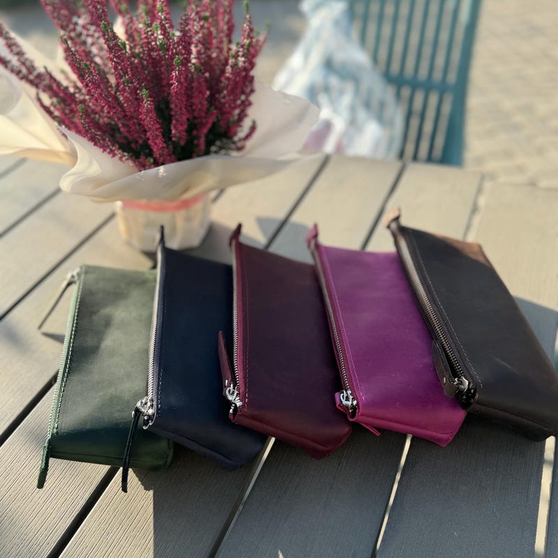 Leather Zipper Case - Etsy