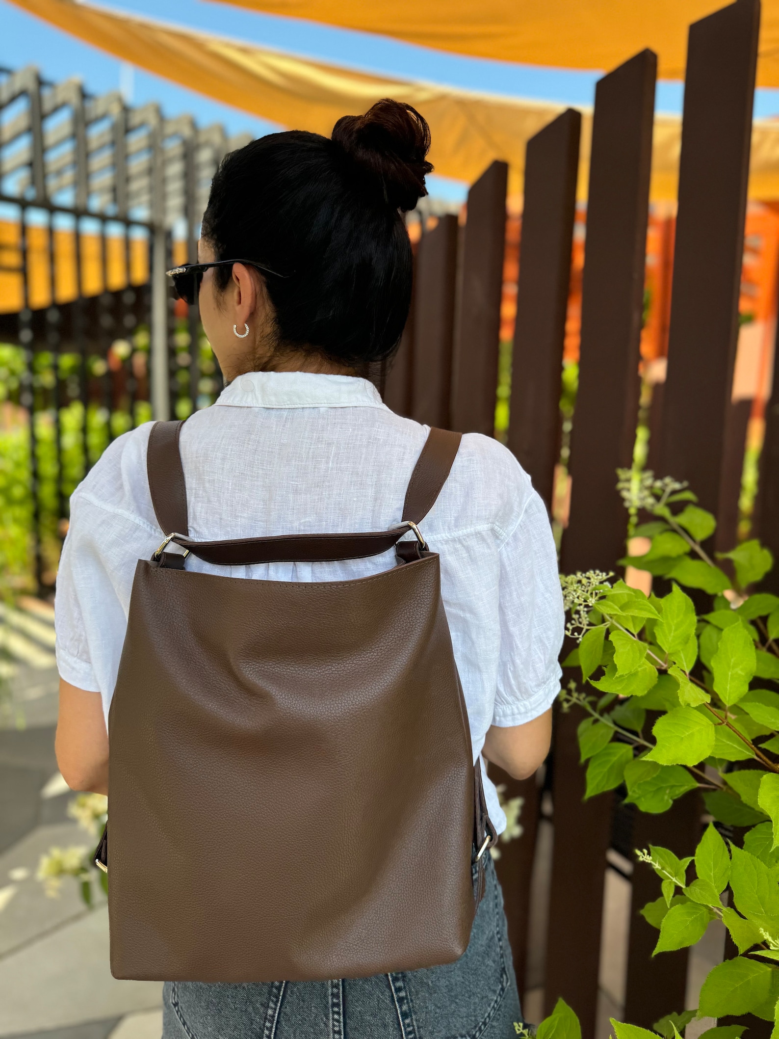 Convertible Brown Pebbled Leather Backpack Crossbody Bag - Etsy