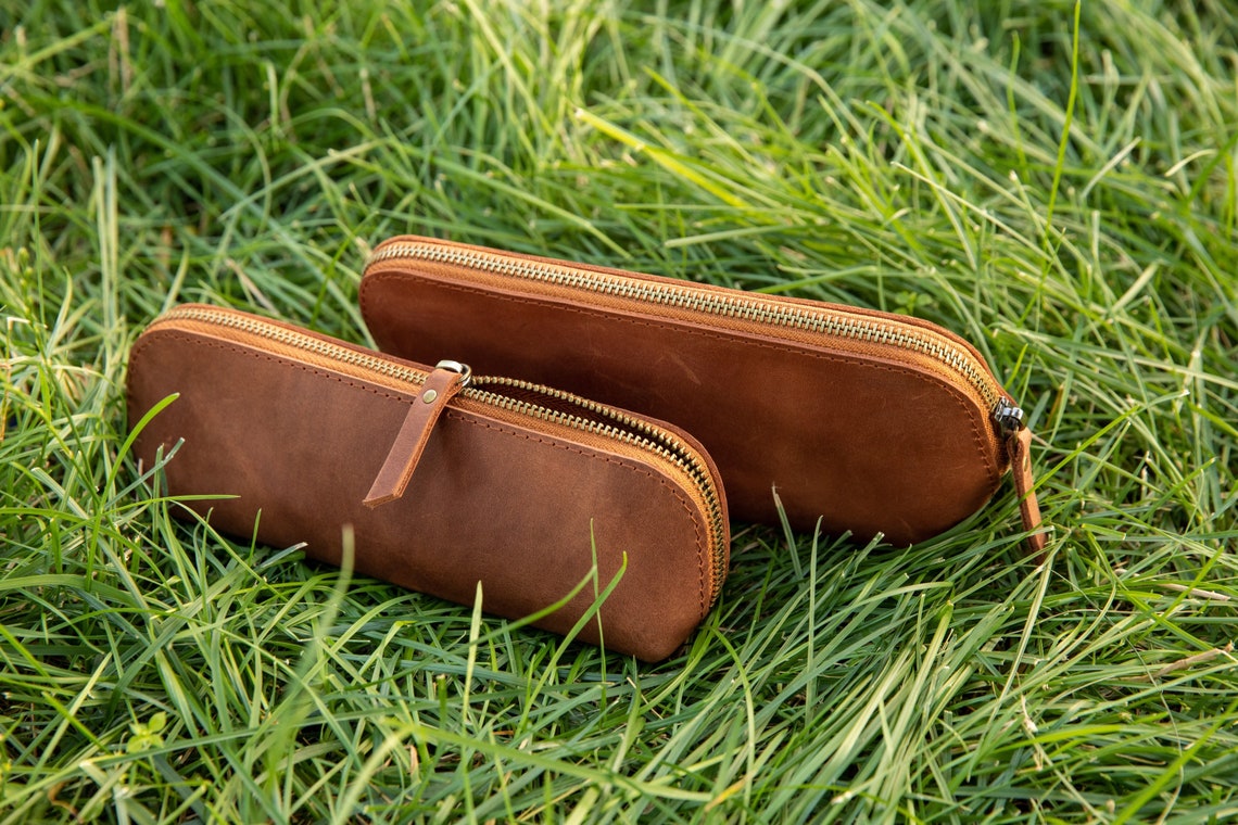 Leather Pencil Case Brown Pencil Case Leather Pen Case Leather | Etsy