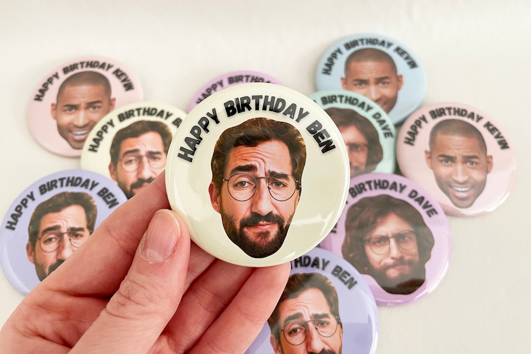 Happy Birthday Personalized Face Pin | Birthday Party Bar Funny Decor ...