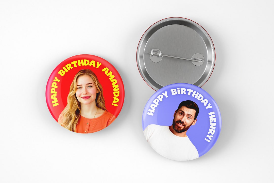 Custom Color + Custom Text Birthday Buttons - Etsy