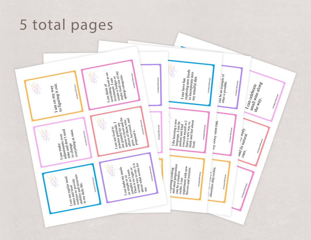 30 Eating Mindset Reframe Flashcards, Rethink the Way You View Food - Etsy