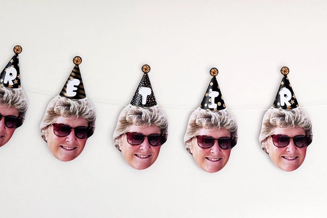 Custom Face Retirement Banner With Party Hat - Etsy