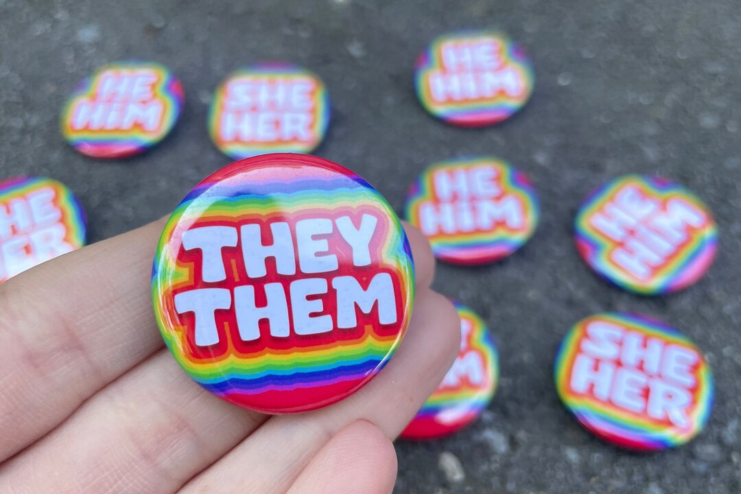 Groovy Colored Pronoun Pins, 1.25 Inch - Etsy