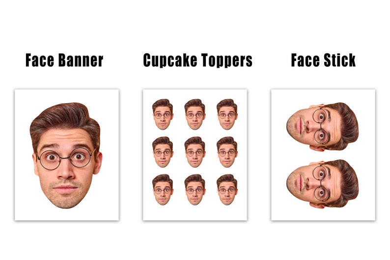 Printable Party Pack | Cupcake Toppers, Face Banner, and Face Sticks ...