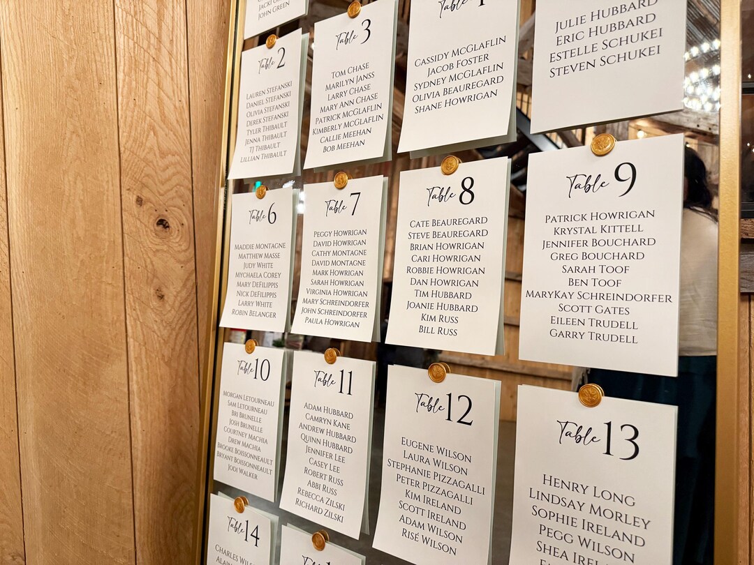 Printed Seating Chart Cards - Etsy