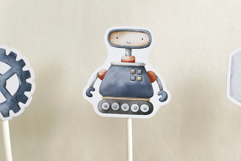Robot Themed Cupcake Toppers Set of 12 Robot Themed Cupcake - Etsy