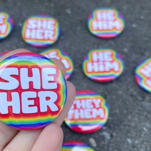 Groovy Colored Pronoun Pins, 1.25 Inch - Etsy