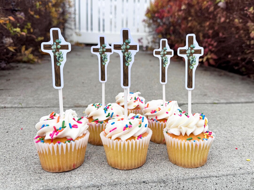 Cross Cupcake Toppers, Set of 12 - Etsy