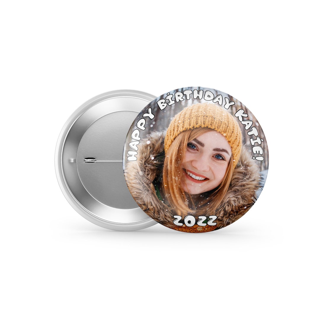 Personalized Face Pin With Custom Text | Custom Button/pin for Birthday ...