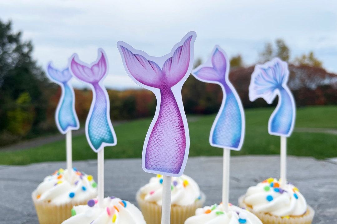 Mermaid Tail Cupcake Toppers for Mermaid Themed Party Decorations - Etsy