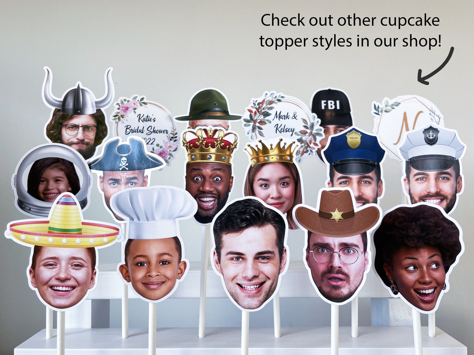 Captain Hat Cupcake Toppers Custom Face Cake Toppers - Etsy