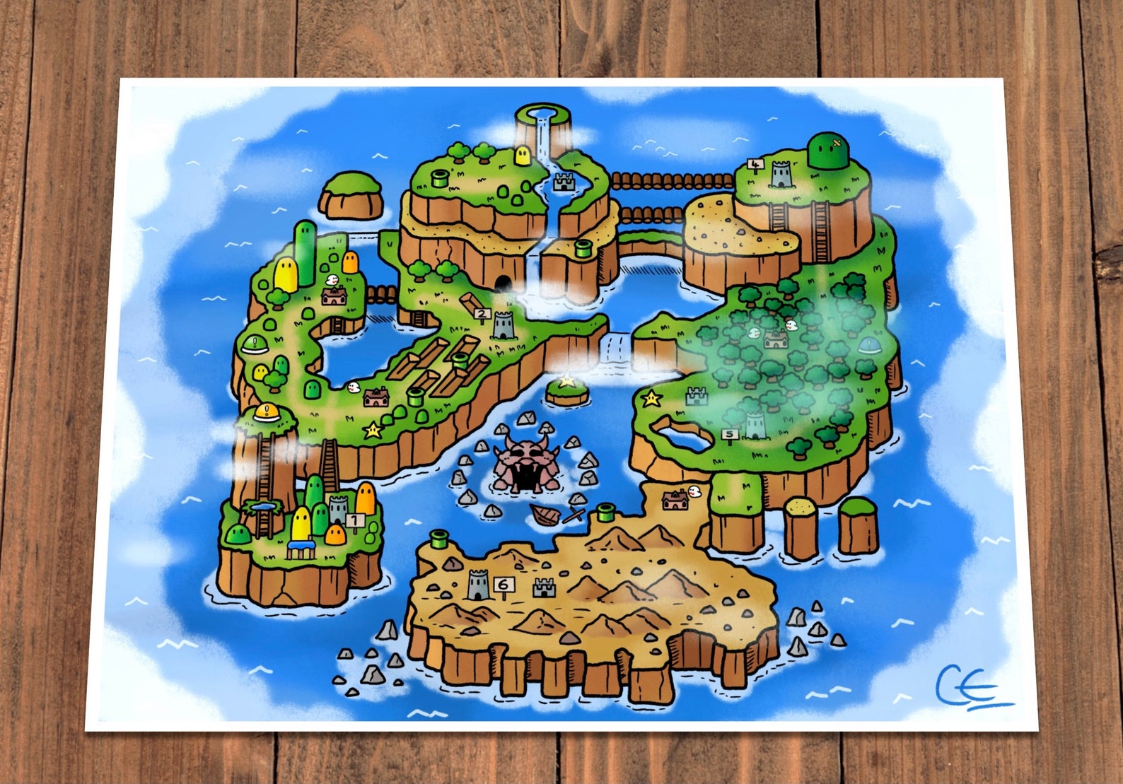 Super Mario World Map A4 Art Print | Etsy