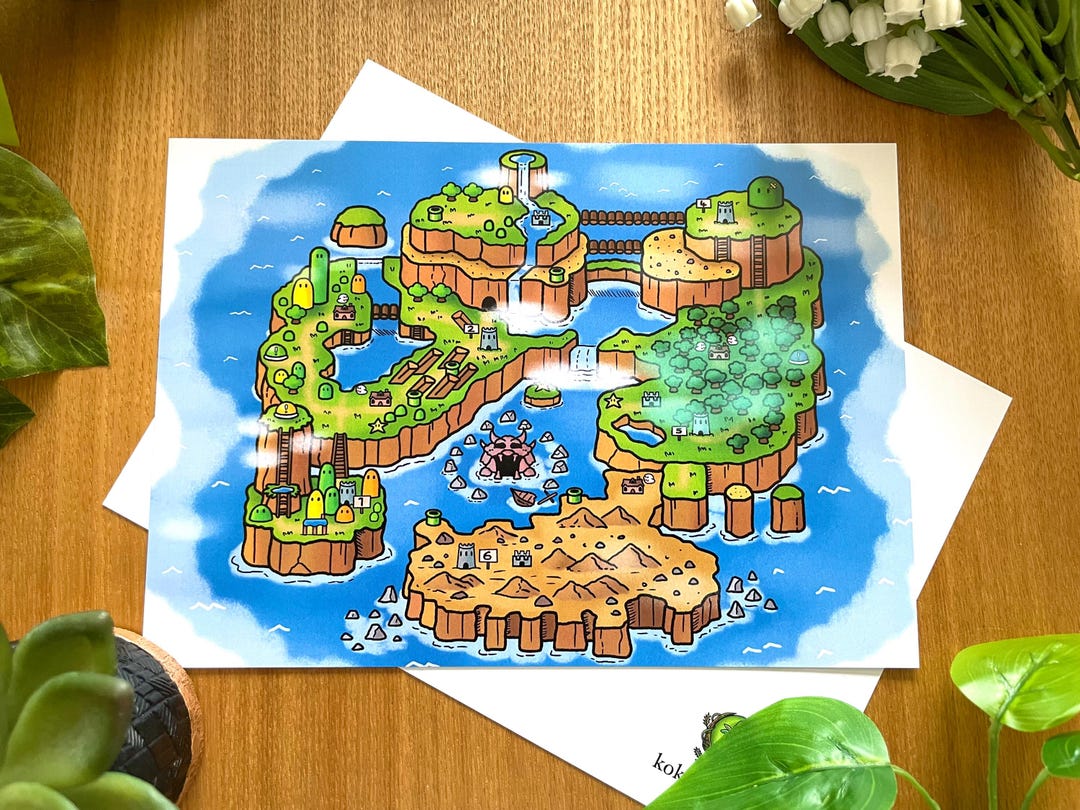 Super Mario World Map Art Print (A5) - Etsy
