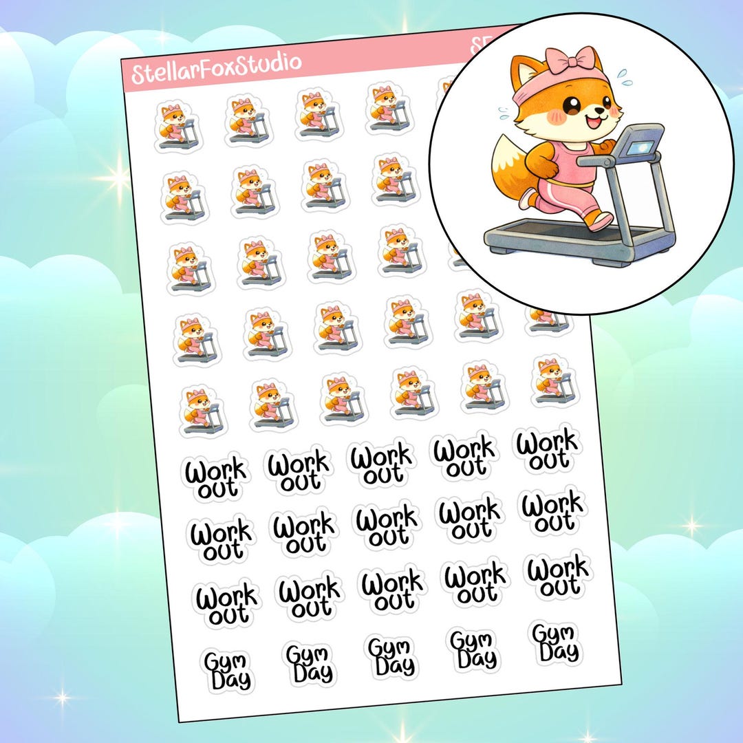 Stellar Workout Character and Script Planner Stickers - Exercise ...