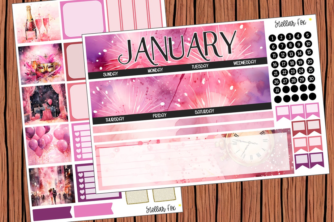 January Planner Sticker Kit Monthly Spread Classic Happy Planner Erin ...