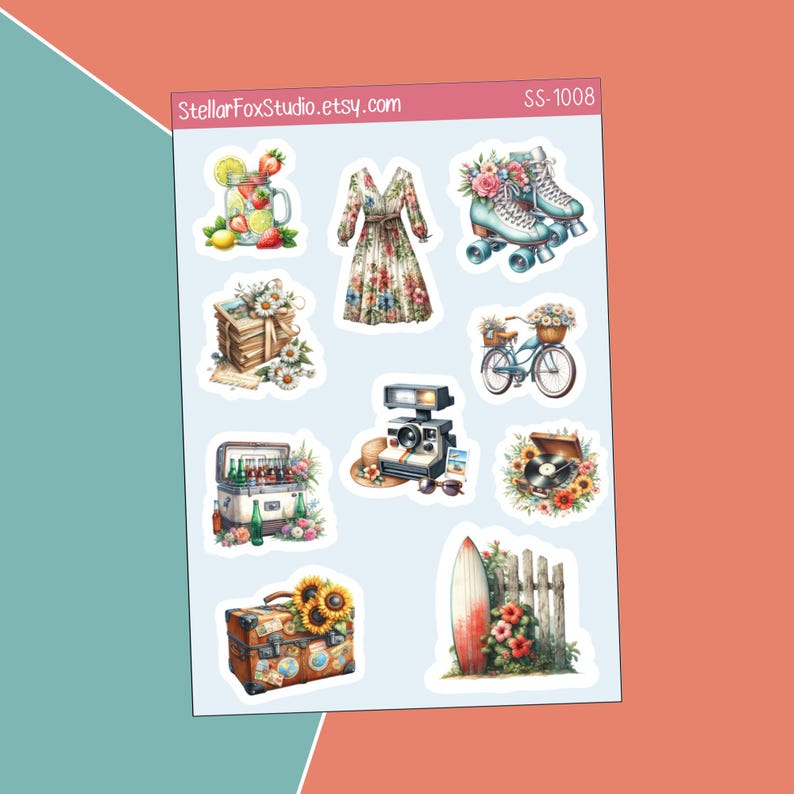 Summer Aesthetic Sticker Sheet Decorative Planner Journaling - Etsy