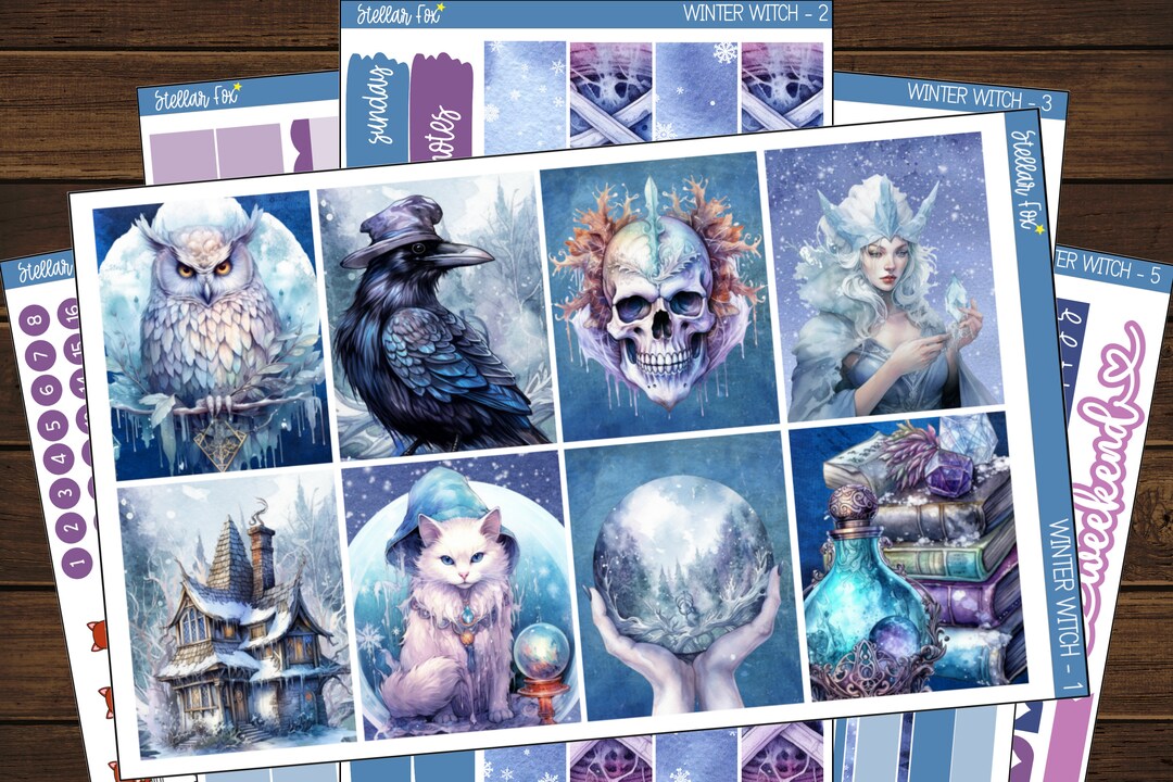 Winter Witch Planner Sticker Kit Vertical Weekly Erin Condren Classic ...