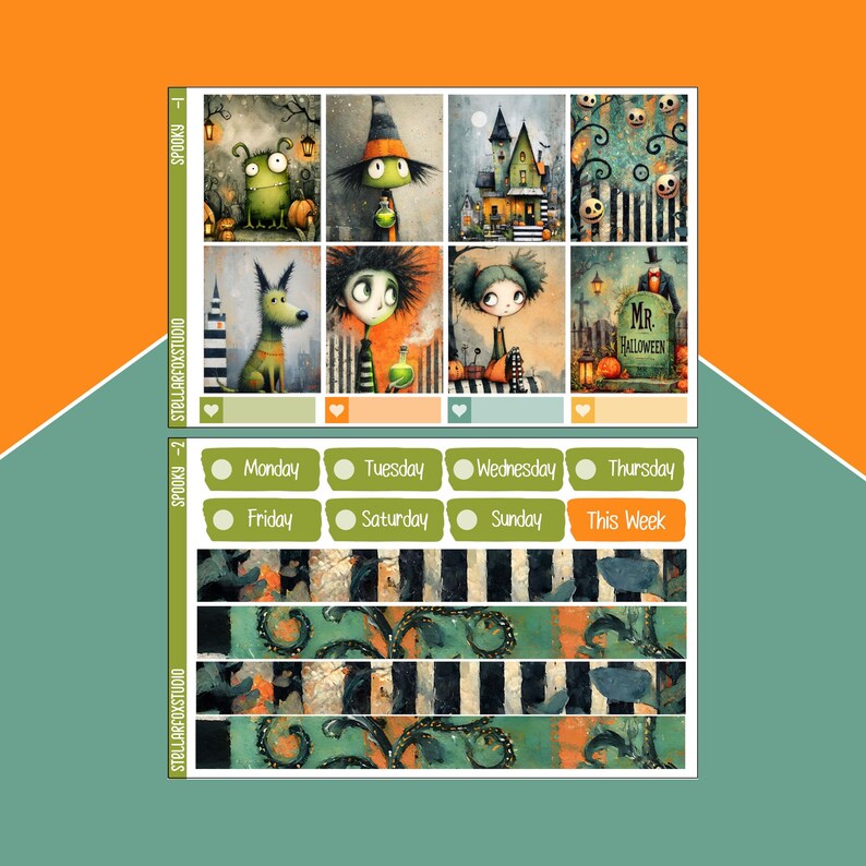 Halloween Weekly Planner Sticker Mini Kit Vertical Erin Condren Classic ...