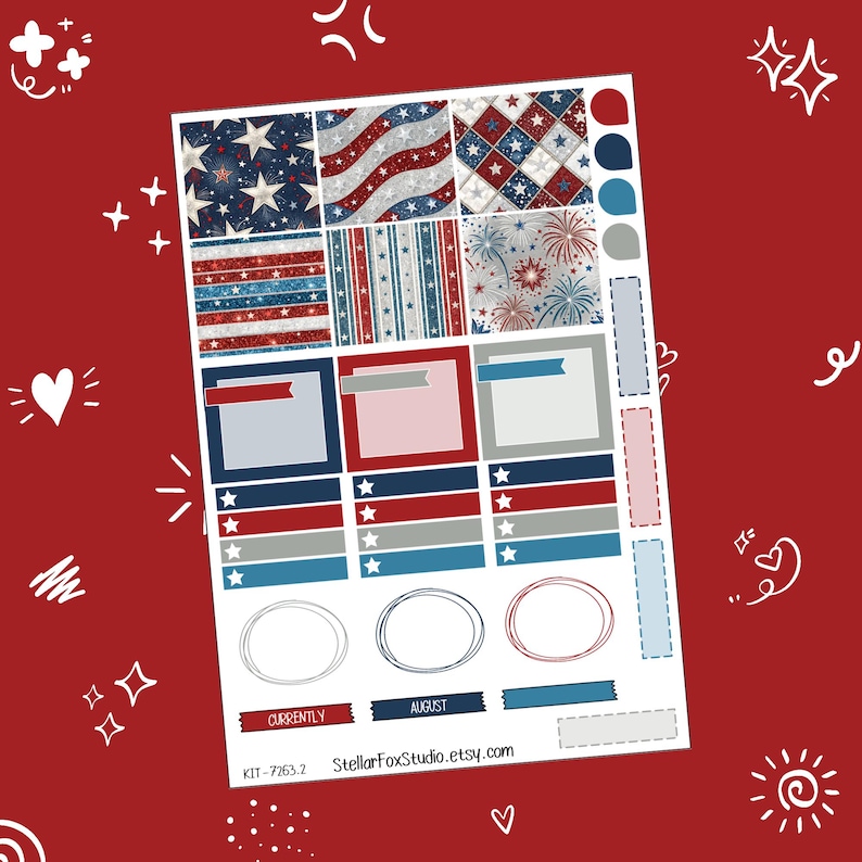 July Monthly Planner Sticker Kit Erin Condren Classic Happy Planner - Etsy