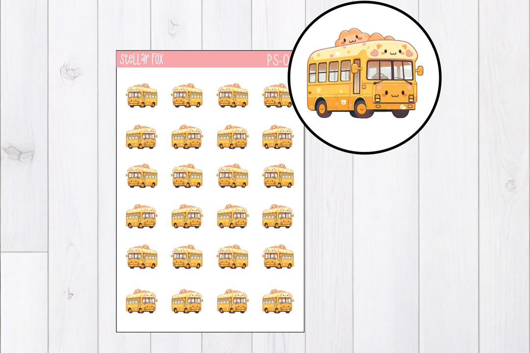 School Bus Planner Stickers , Sticker Sheet , Planning Stickers ...