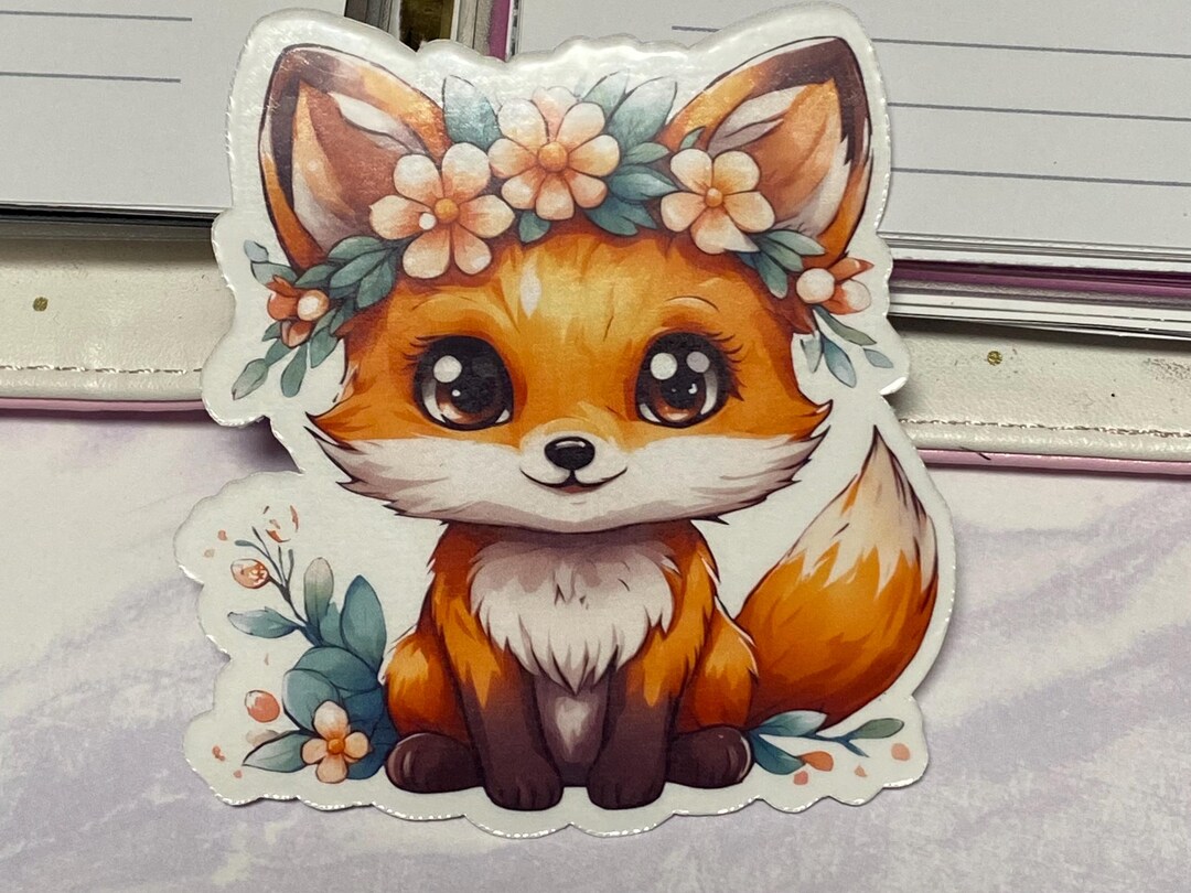 Cute Spring Fox Die Cut Vinyl Sticker Waterbottle Laptop Decal Planner ...