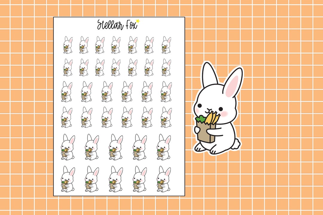 Clover Bunny Grocery Store Planner Stickers Character Icons - Etsy