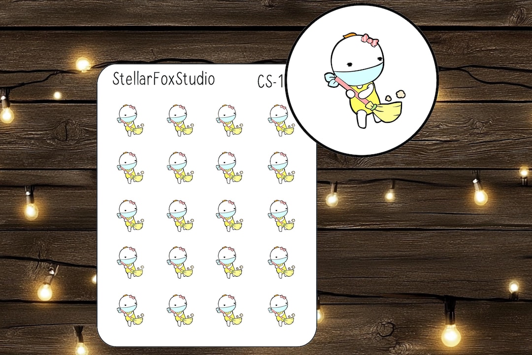 Sweeping Planner Stickers , Sticker Sheet , Cute Character Stickers ...