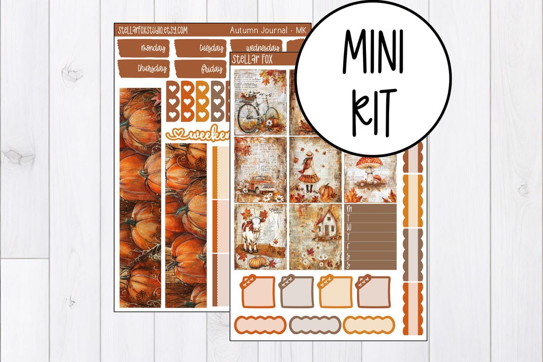 Fall Planner Mini Sticker Kit , Autumn Vertical Weekly Kit , Stickers ...