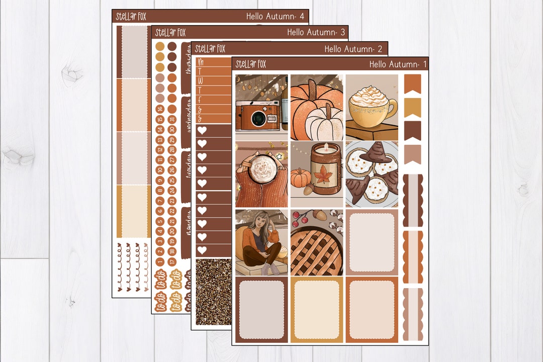 Fall Planner Sticker Kit , Weekly Vertical Stickers , Autumn Planner ...